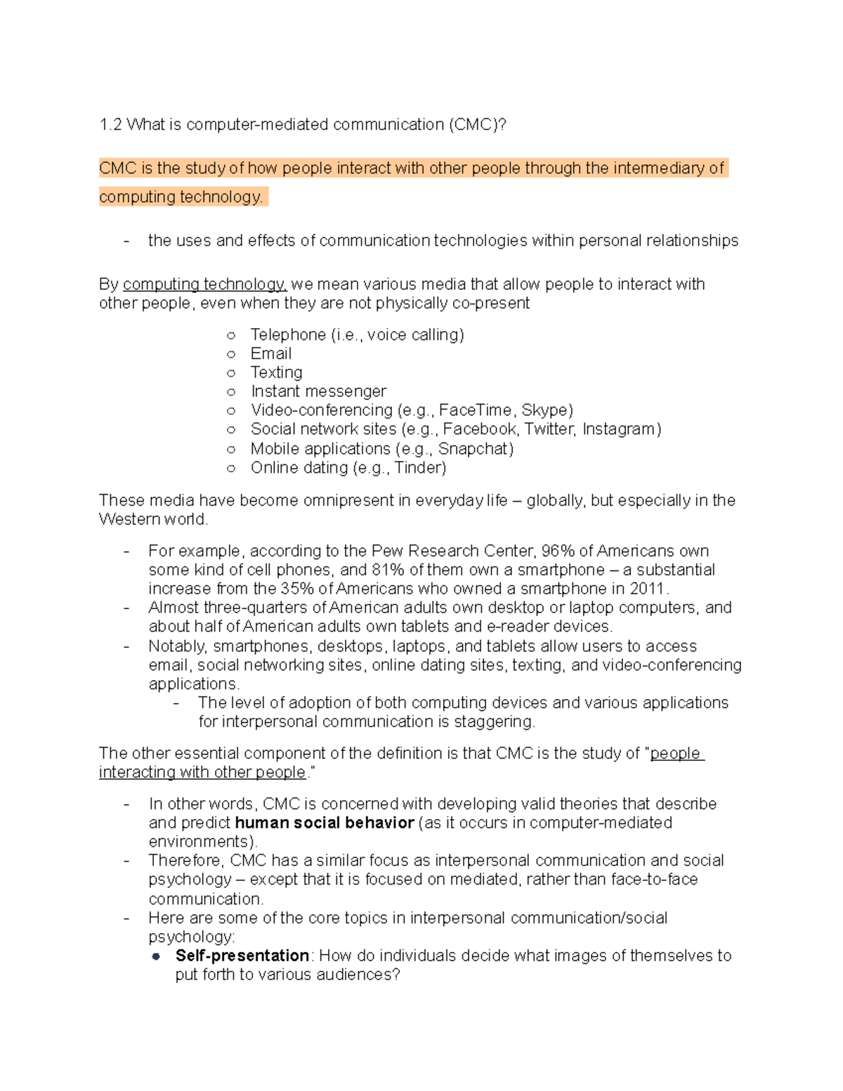 Module 1 - Lecture notes 1 - 1 What is computer-mediated communication ...