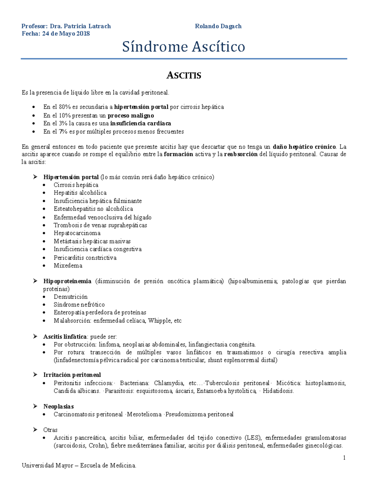 Síndrome Ascítico - sindrome ascitico - Profesor: Dra. Patricia Latrach ...
