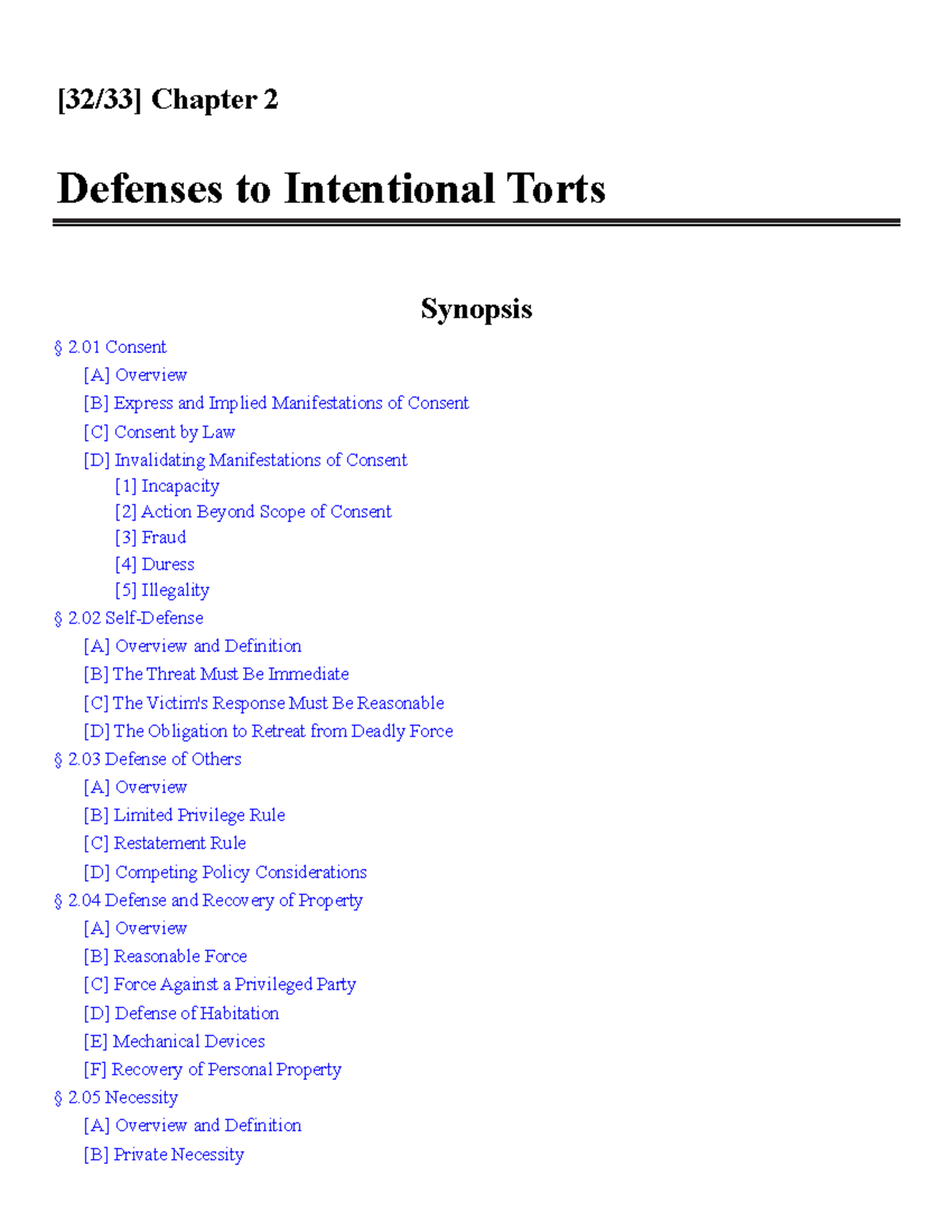 Understanding Torts, Seventh Edition - [32/33] Chapter 2 Defenses to ...