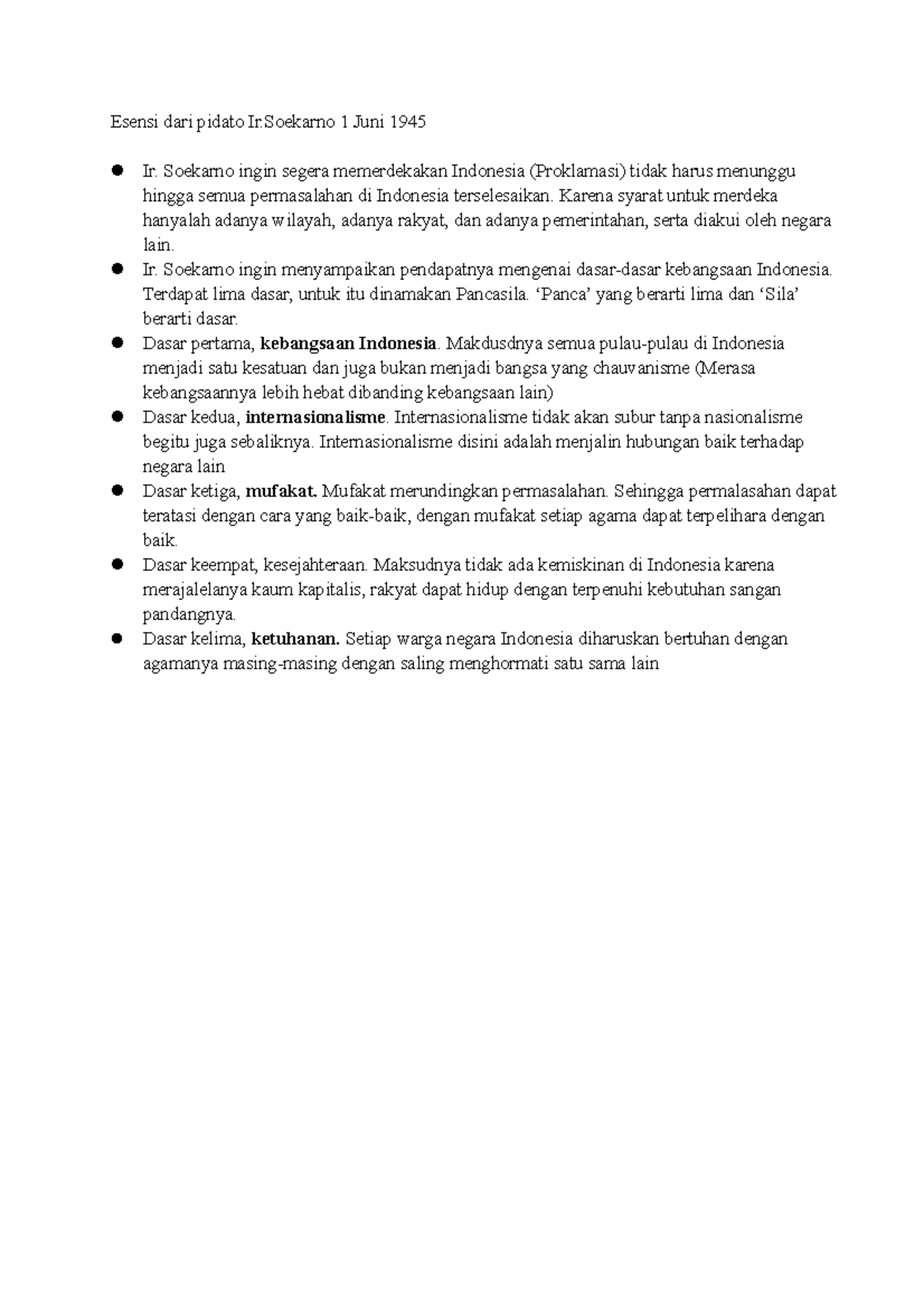 Pidato Ir Soekarno 1 Juni 1945 Esensi Dari Pidato Ir 1 Juni 1945 Ir Soekarno Ingin Segera