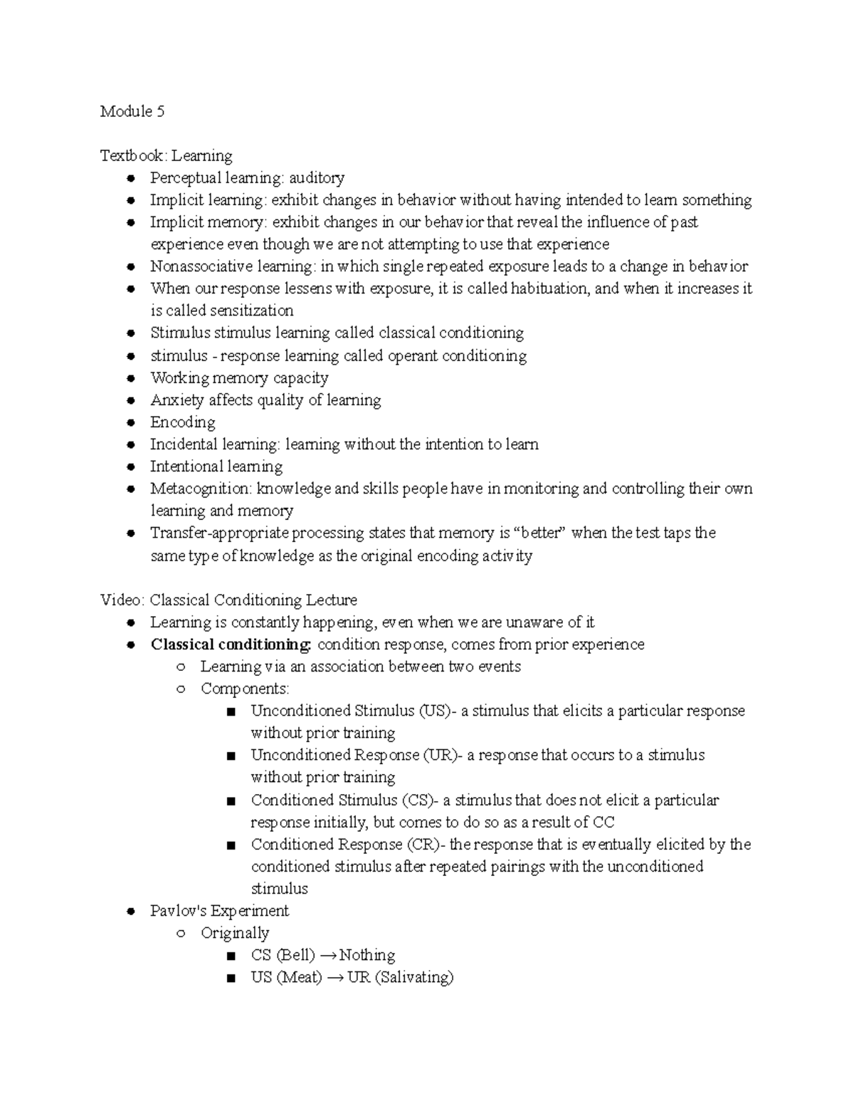 Module 5 - Module 5 Textbook: Learning Perceptual learning: auditory ...