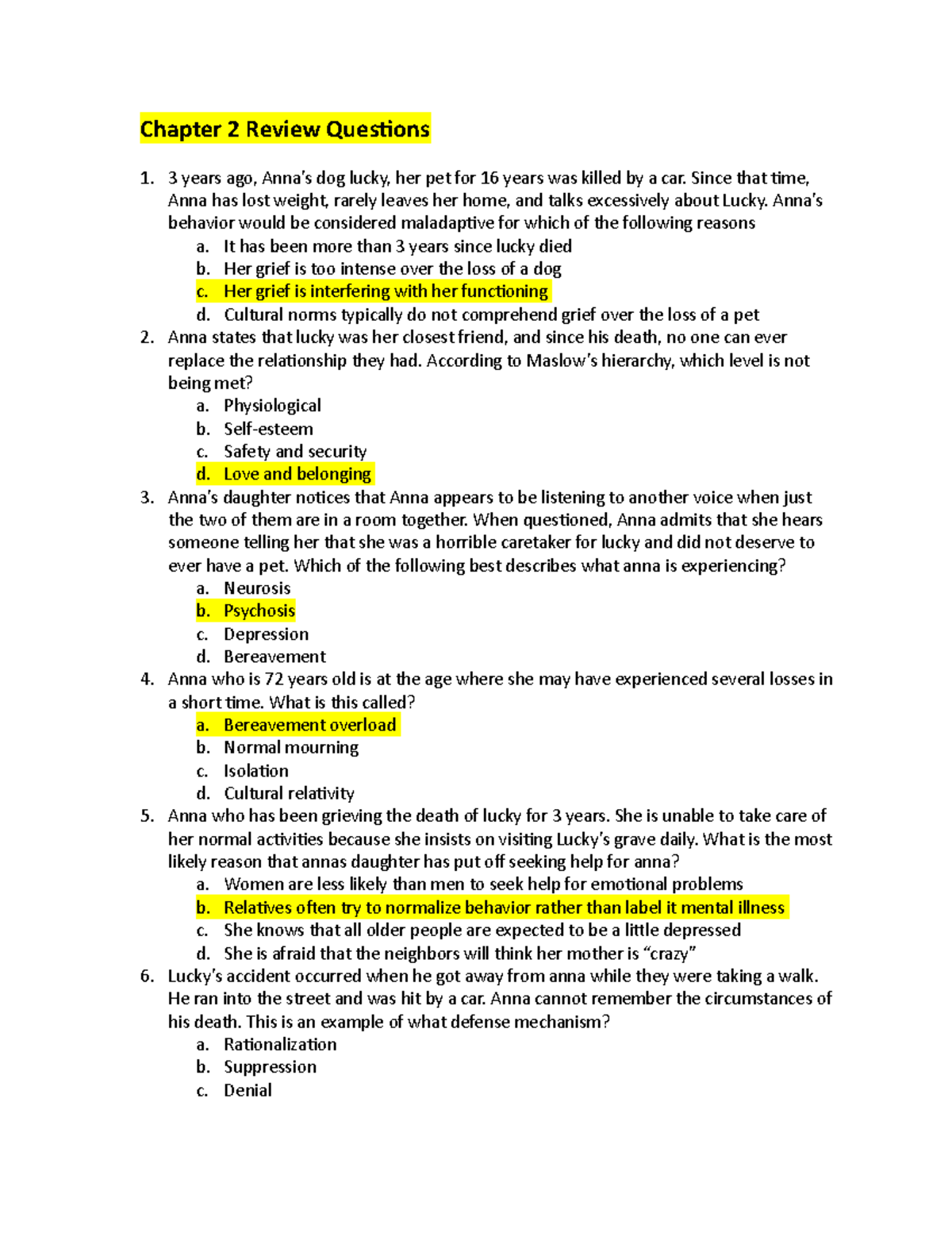 Mental Health Module 1 - Mental Health Introduction - Chapter 2 Review ...