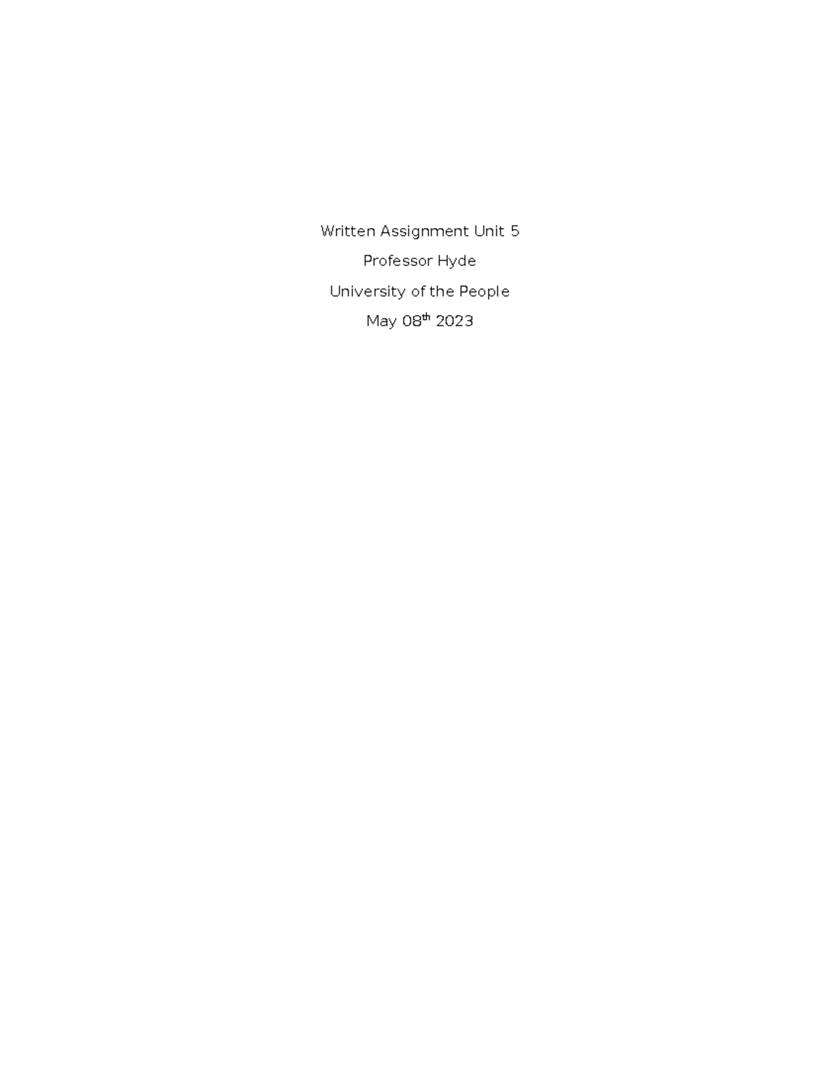 Epidemiology Unit 5 Written Assignment - Written Assignment Unit 5 ...