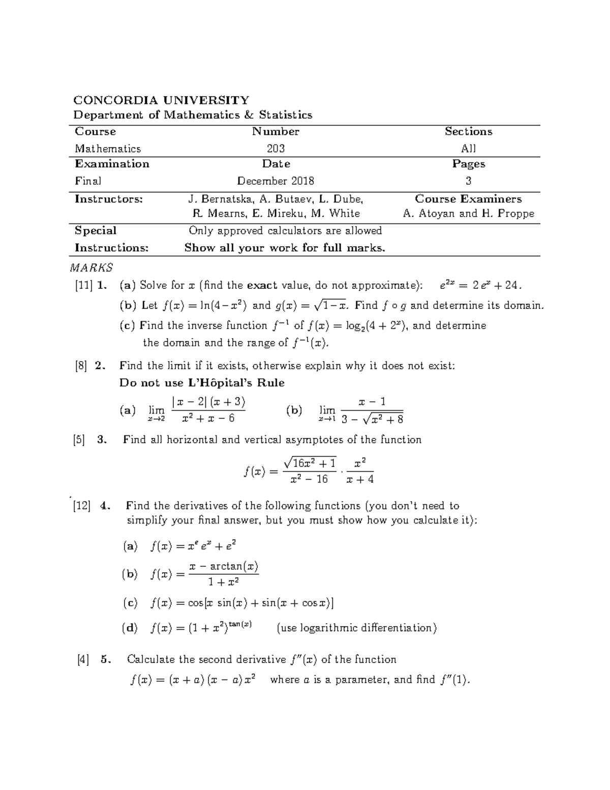 Winter final math - notes - CONCORDIA UNIVERSITY Department of ...