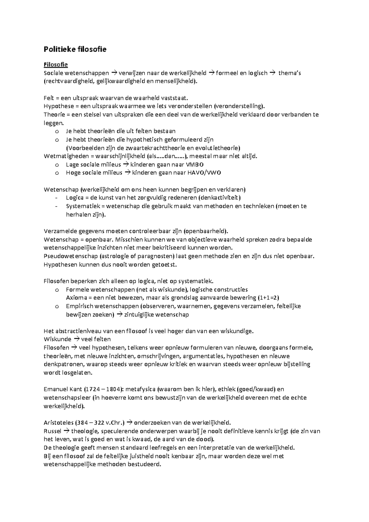 Aantekeningen Politieke filosofie, les 1 - Politieke filosofie ...
