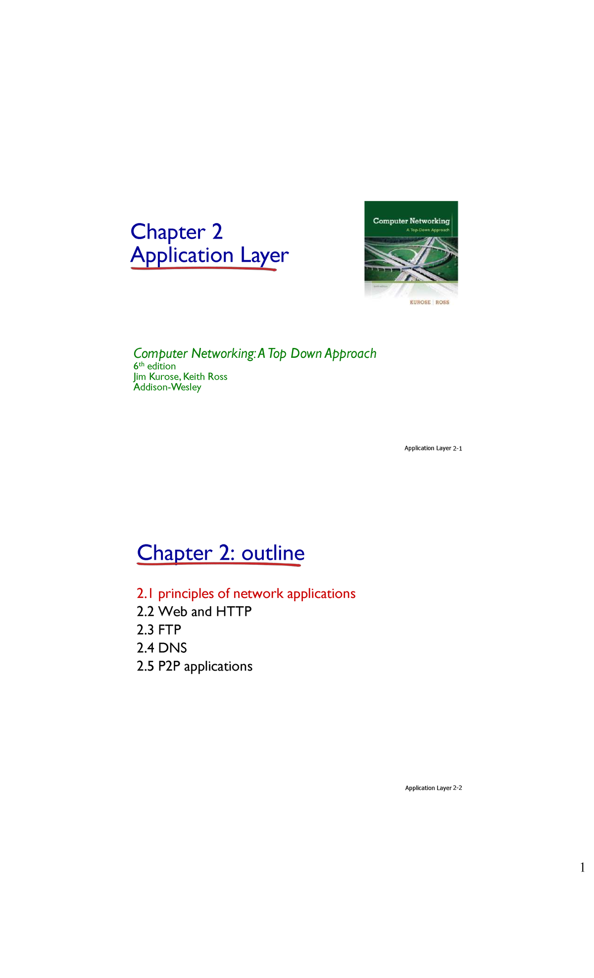 Lecture 6 Application Layer Part 1 - Application Layer 2- Chapter 2 Application Layer Computer ...