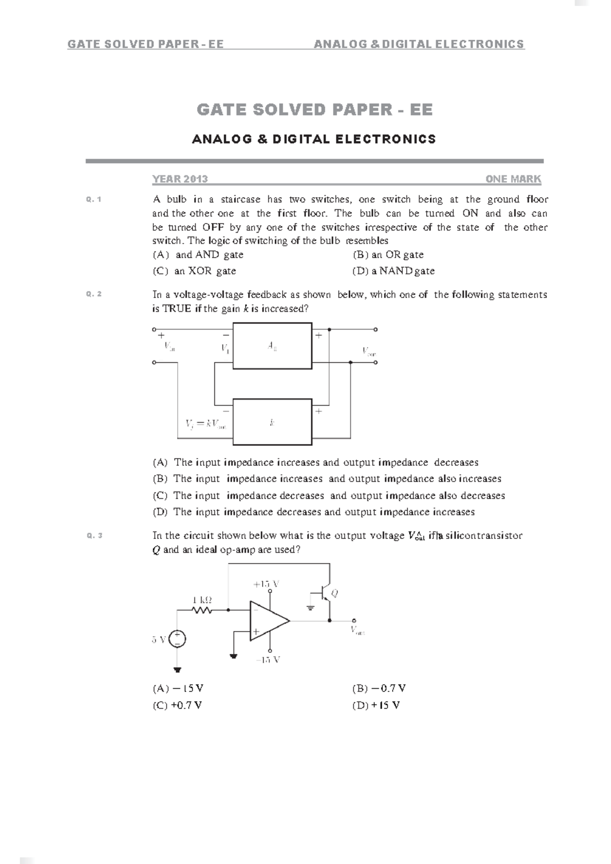 EE Analog-and- Digital- Electronics-1 - ^ h GATE SOLVED PAPER - EE ...