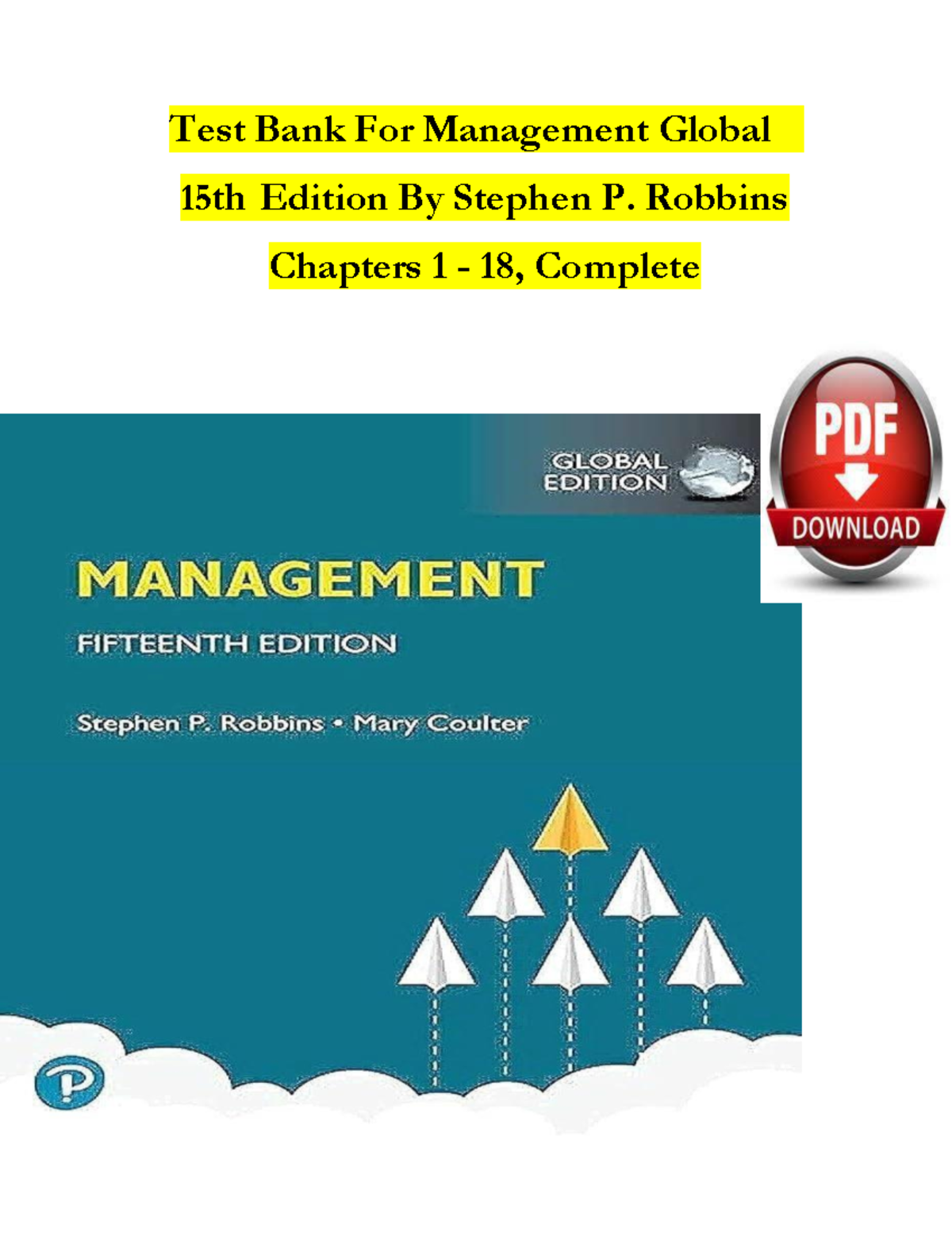 TEST BANK For Management Global, 15th Edition By Stephen P. Robbins ...