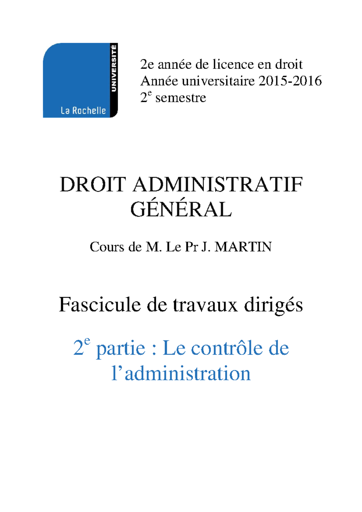 Fascicule TD de droit administratif - DROIT ADMINISTRATIF GÉNÉRAL Cours ...
