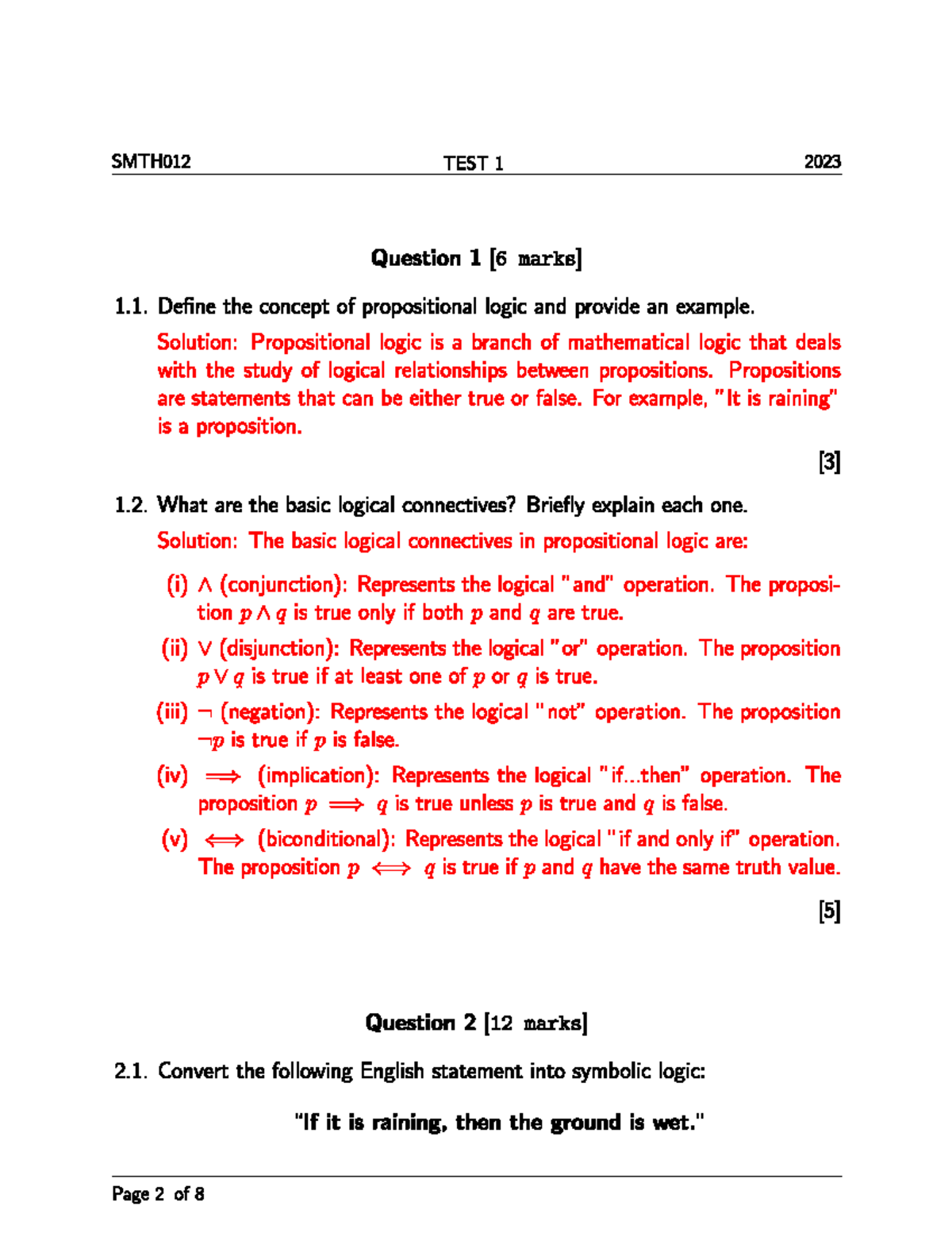 SMTH012 TEST 1 MEMO-2023 - SMTH012 - Studocu