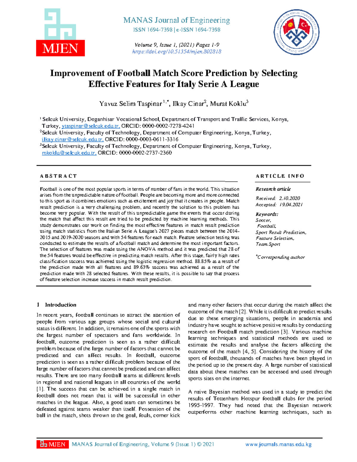 10 - aleman - MANAS Journal of Engineering ISSN 1694-7398 | e-ISSN 1694 ...