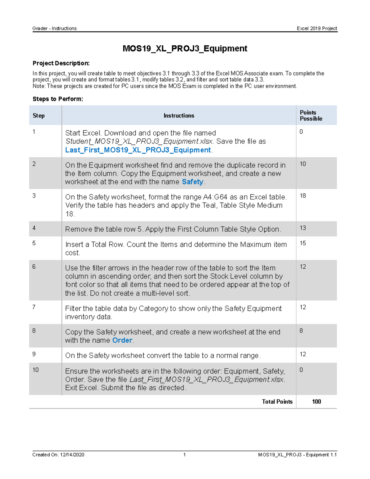 MOS19 XL PROJ3 Equipment Instructions - Grader - Instructions Excel ...