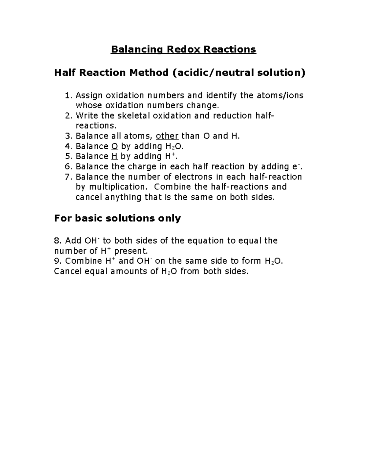 Balancing Redox Reactions Half-Reaction Method - Assign oxidation ...