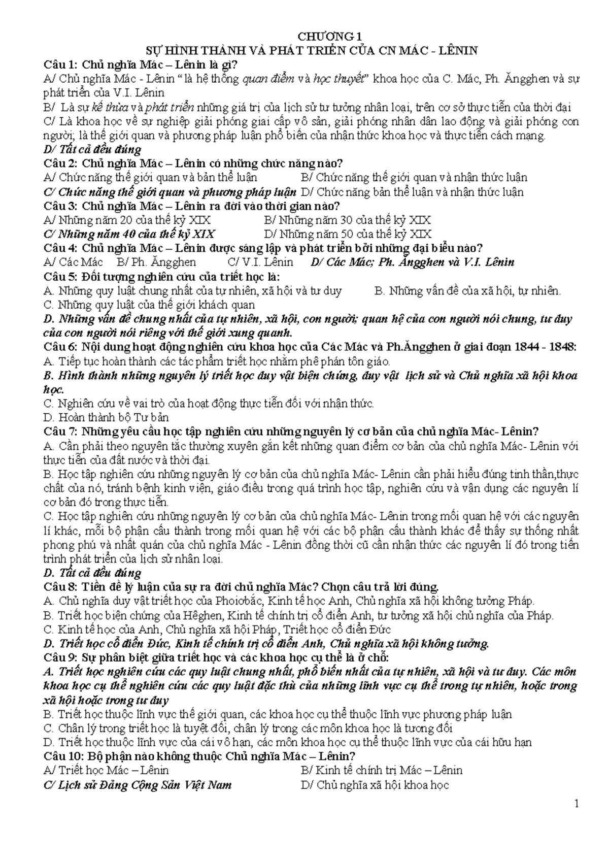 [123doc] - 200-cau-hoi-trac-nghiem-mon-chinh-tri-he-trung-cap-nghe - CHƯƠNG 1 SỰ HÌNH THÀNH VÀ ...