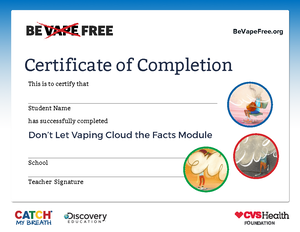 CVS Catch BVF SPM Certificate - BeVapeFree This is to certify that ...