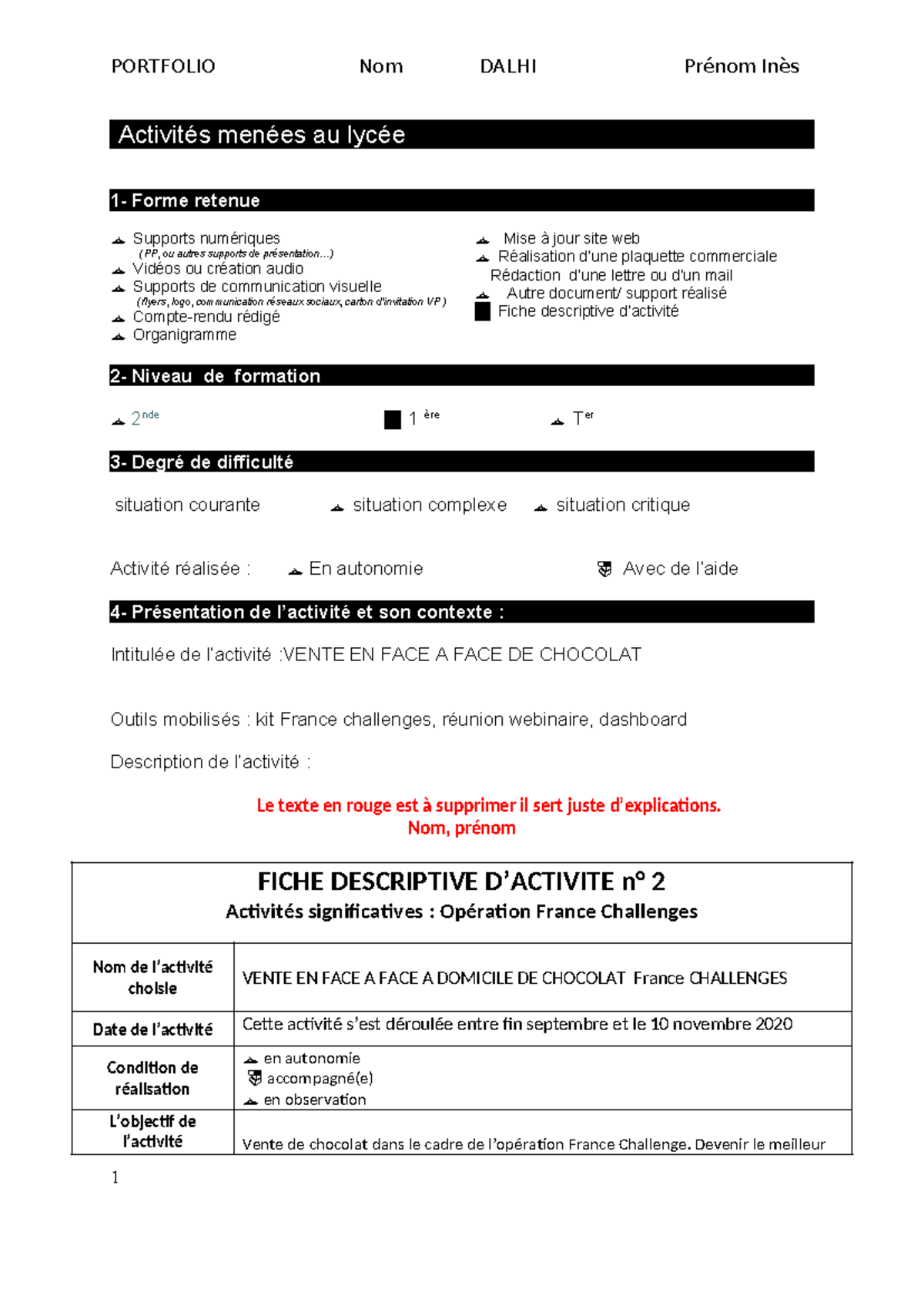 Fiche descriptive d'activité n°2 élèves final - Activités menées au ...