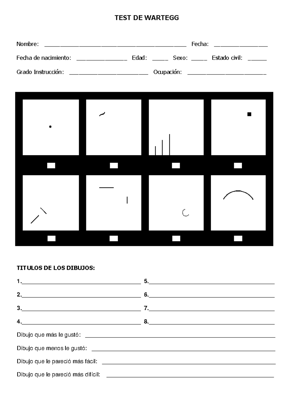 Wartegg PARA Aplicar - prueba - TEST DE WARTEGG Nombre: - Studocu