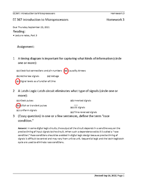 Solution HW02 Fall2021 - EE367: Introduction to Microprocessor Homework 2 Solution EE 367 - Studocu