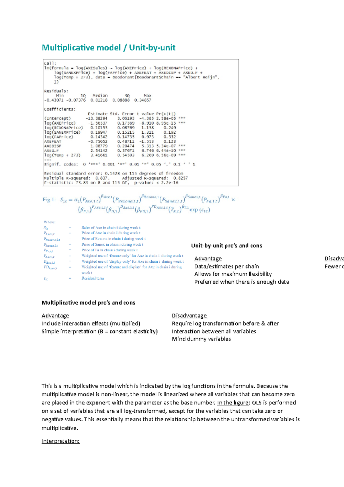 Multiplicative model - Because the multiplicative model is non-linear ...