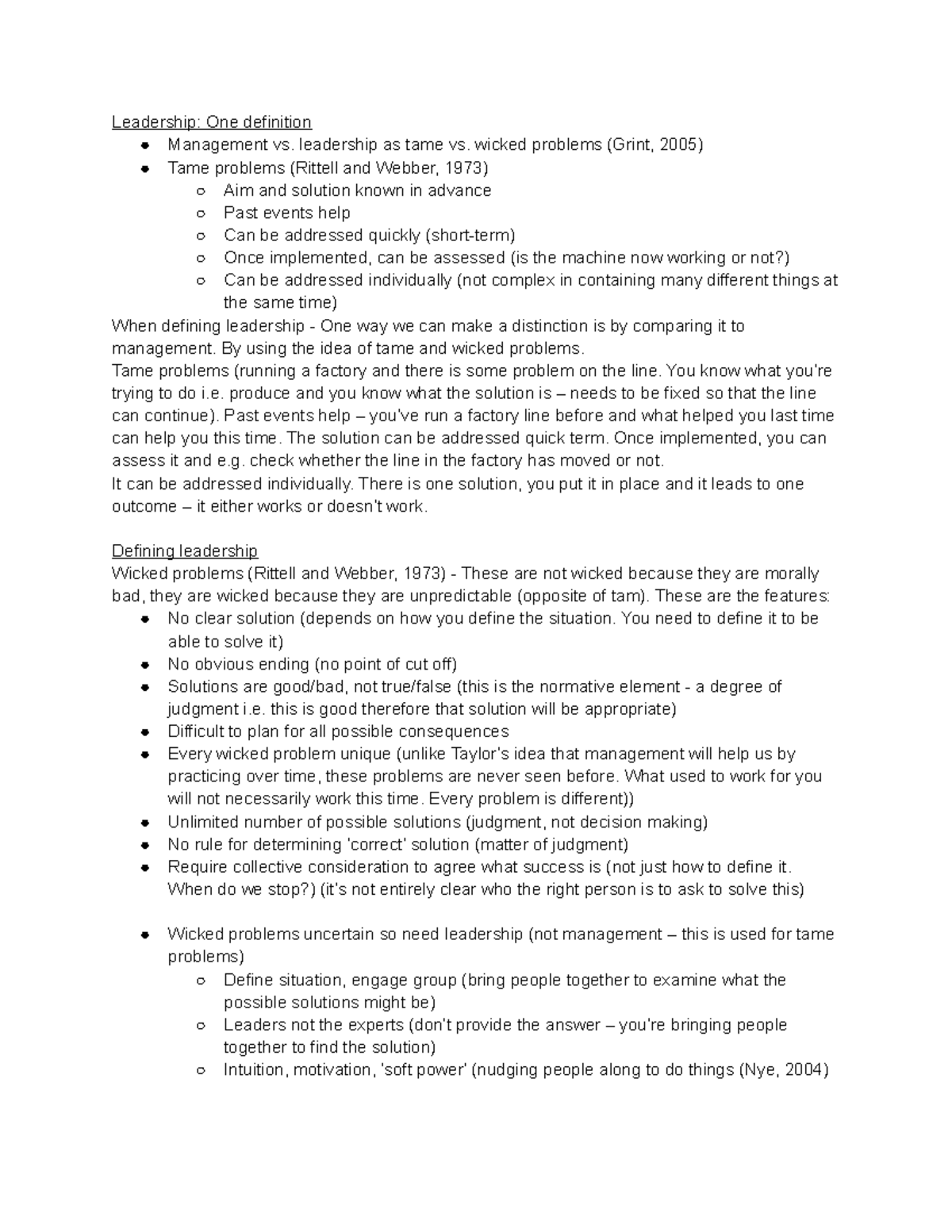 Lecture 3 - Leadership and Followership - Leadership: One definition ...