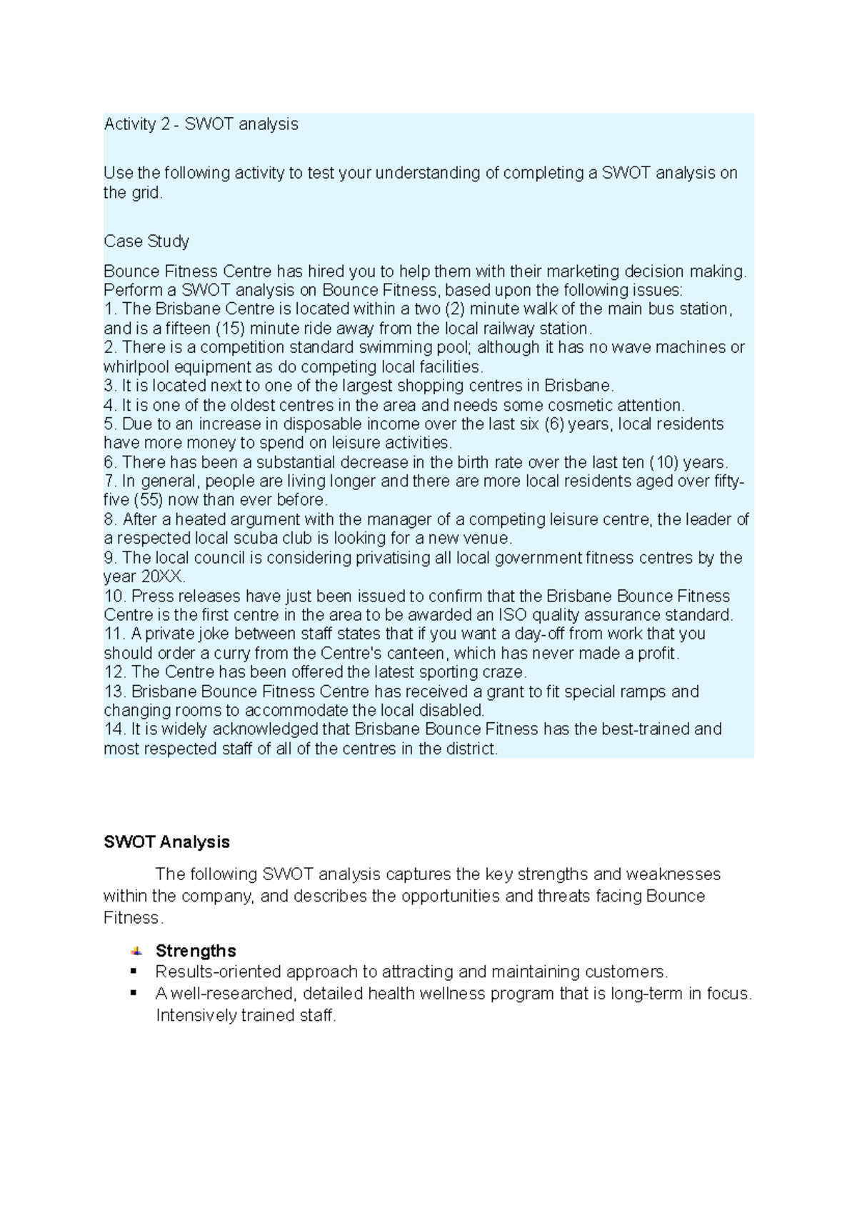 Class Activity 2 - written assignement suggestion ideas - Activity 2 ...