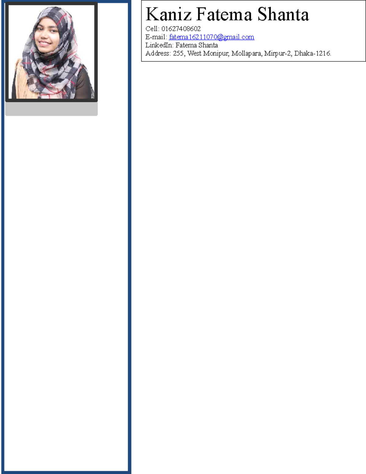 CV Shanta - resume - Principles of Accounting - DU - Studocu