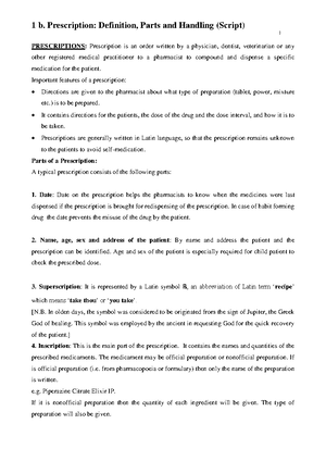 Prescription,parts and Handling of Prescription - Pharmaceutics - 1 ...