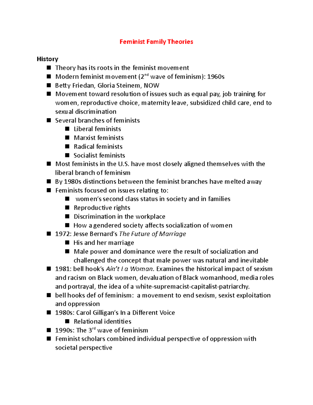 Feminist Family Theories - Feminist Family Theories History Theory has ...