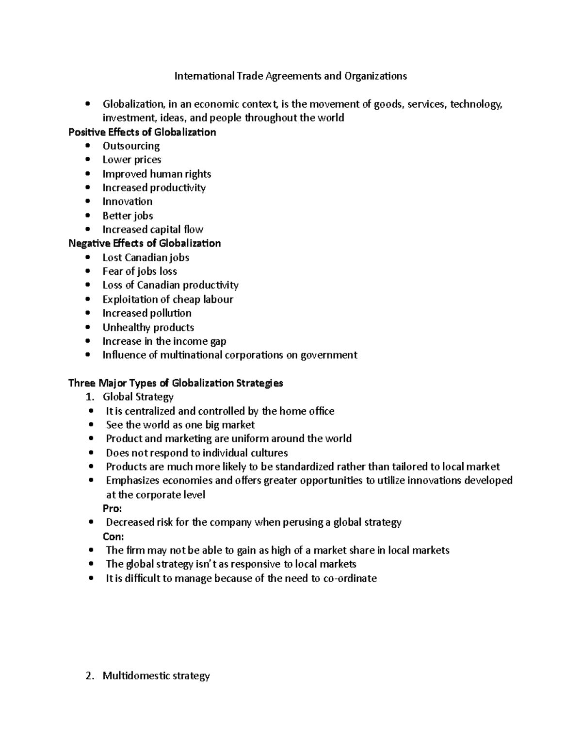 International Trade Agreements and Organizations - Global Strategy It ...