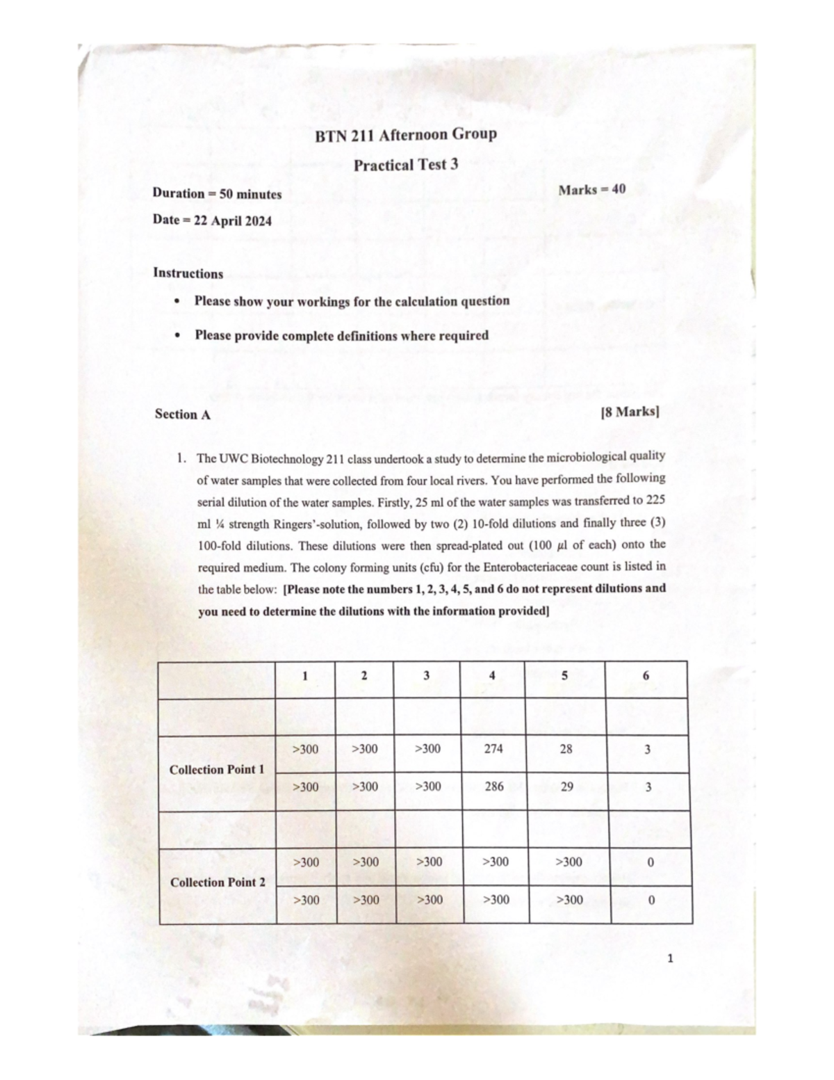BTN 211 Afternoon Group Practical Test 3 - BTN211 - Studocu
