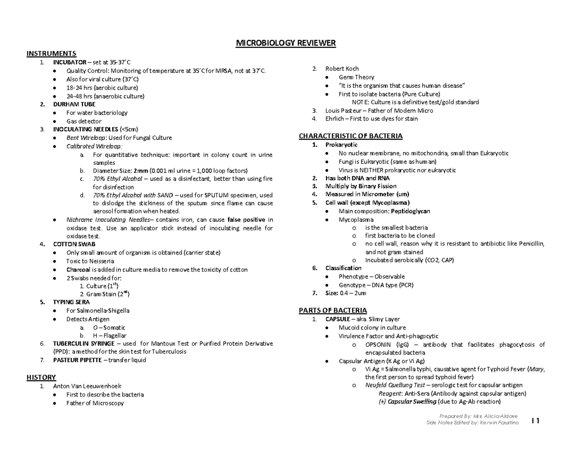 366525483 Microbiology Boards Lecture 1. Micro - Prepared By: Mrs ...