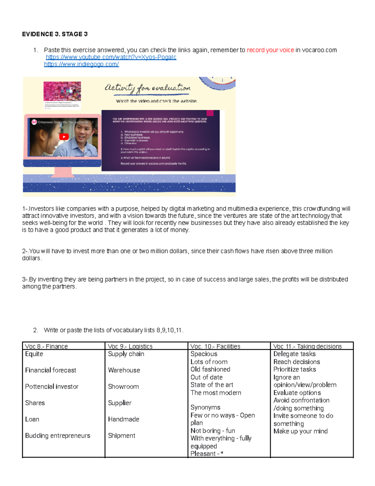 Evidence 3 EBC L4 - RECURSE - EVIDENCE 3. STAGE 3 Paste this exercise answered, you can check ...