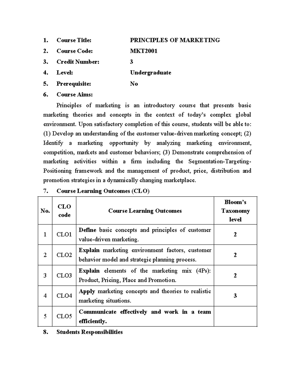 [ Updated 2022] [ Syllabus] Principles OF Marketing - Course Title ...