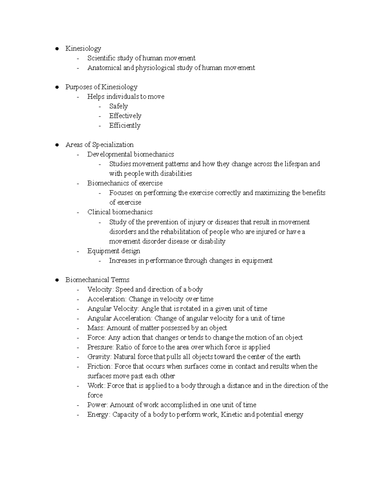 ES Chapter 6 Notes - Kinesiology - Scientific study of human movement ...