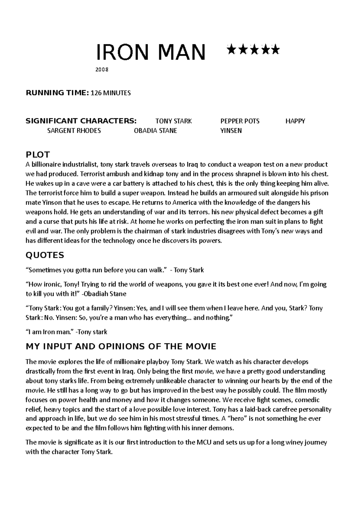 marvel movie reviews because i can - CS3456 - EWU - Studocu