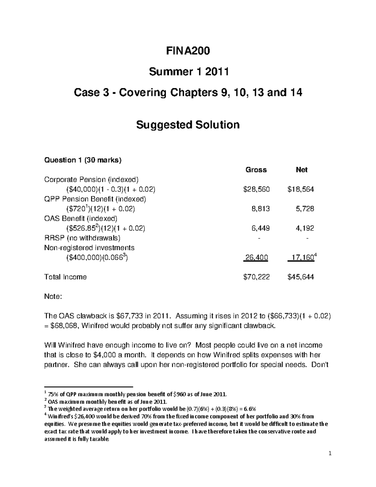 Case 3 Sample Solutions - FINA Summer 1 2011 Case 3 - Covering Chapters ...