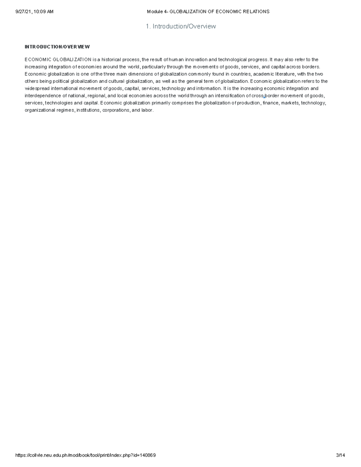 Module 4- Globalization OF Economic Relations - 1. Introduction ...