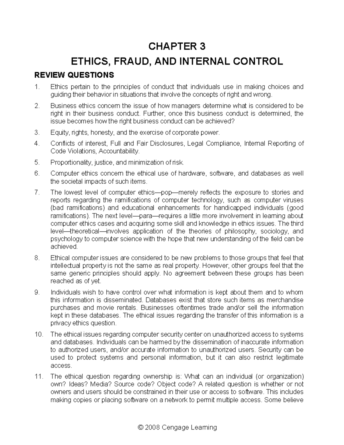 Chapter 3 SM - notes to help students - CHAPTER 3 ETHICS, FRAUD, AND ...