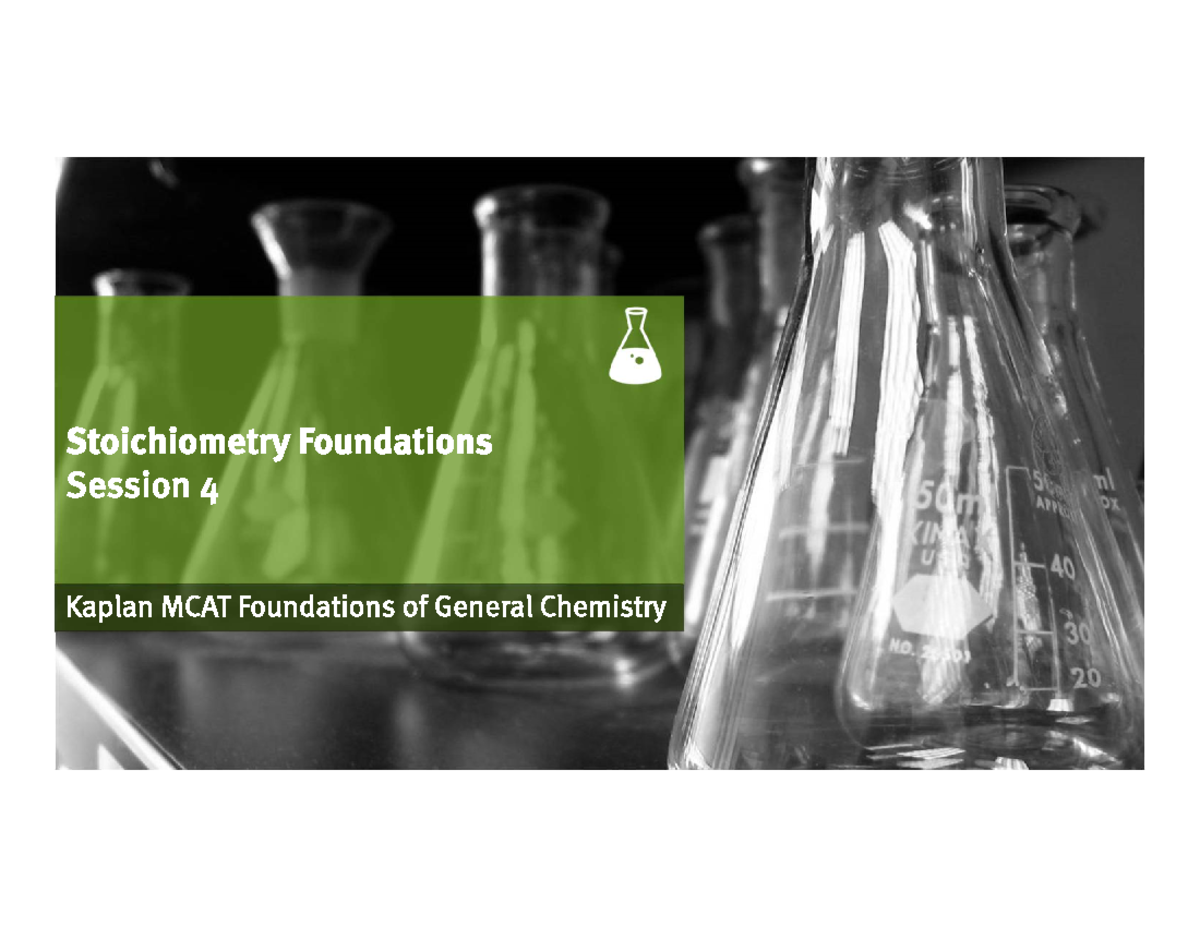 Gen Chem Session 4 - Stoichiometry Foundations Handout Blank ...