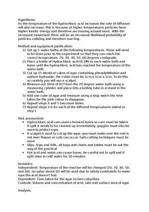Unit 4A copy - Health and Safety Assignment for Applied Science - Unit ...