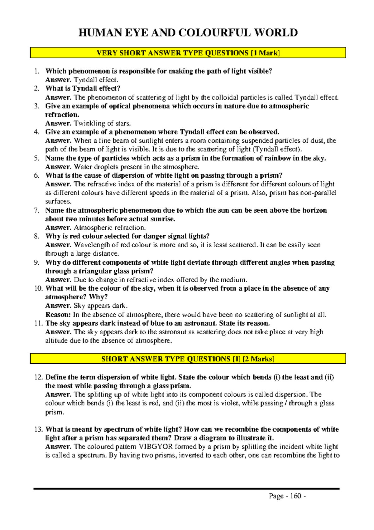 The Human Eye and Colourful World - HUMAN EYE AND COLOURFUL WORLD VERY ...