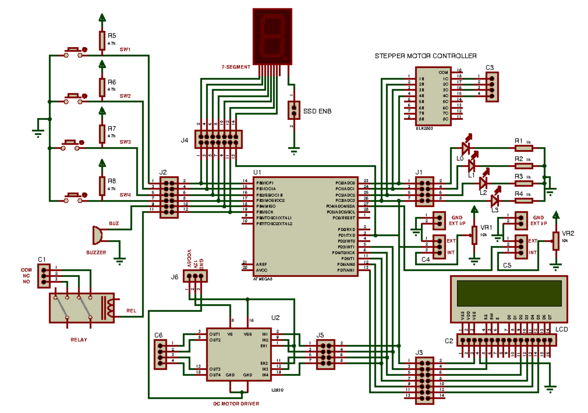 AVR- Atmega 8 Dev board-layout - 15 PB1/OC1A 18 PB4/MISO 21 AREF ...