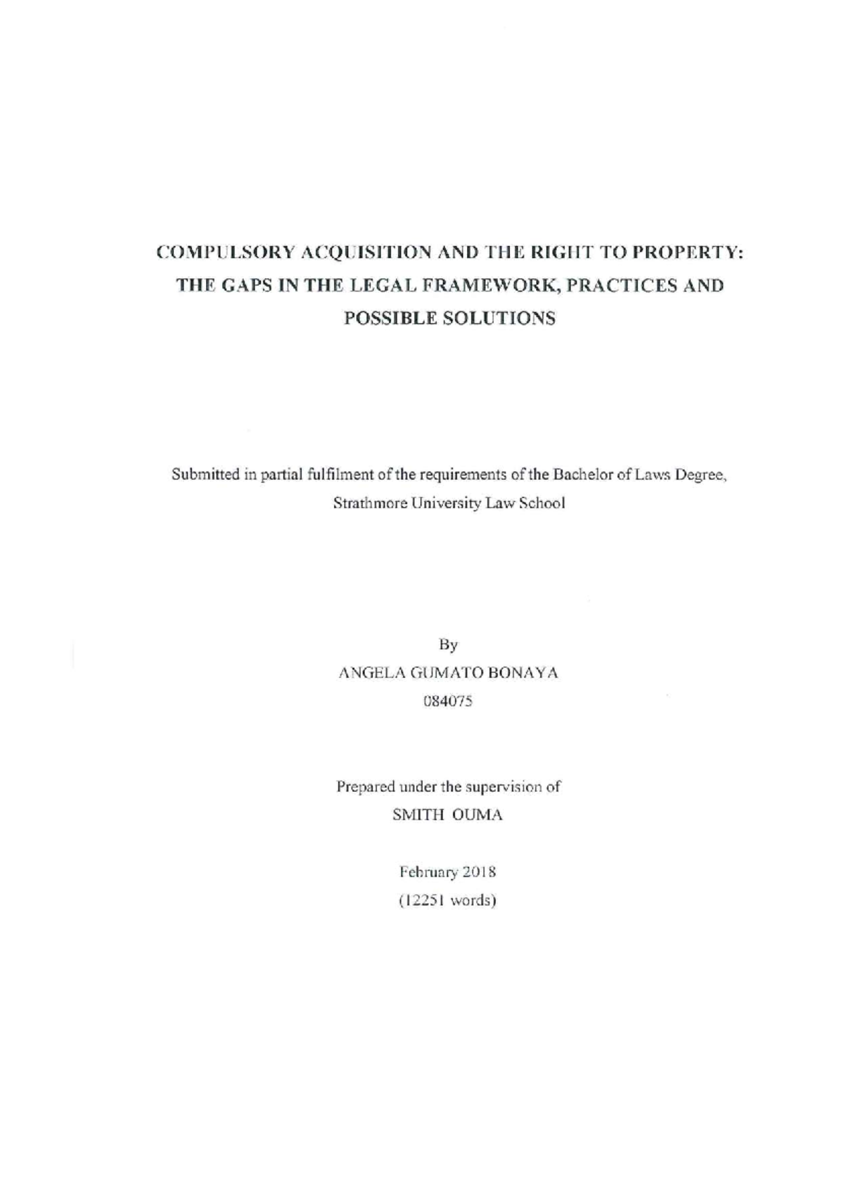 Compulsory acquisition and the right to property - the gaps in the ...