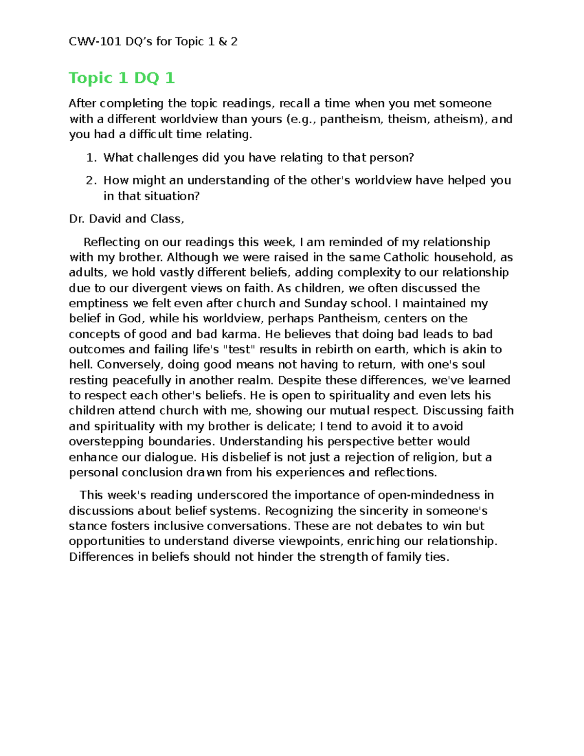 CWV-101 Topic 1-2 DQs - 5 out of 5 points for all my responses! - Topic ...