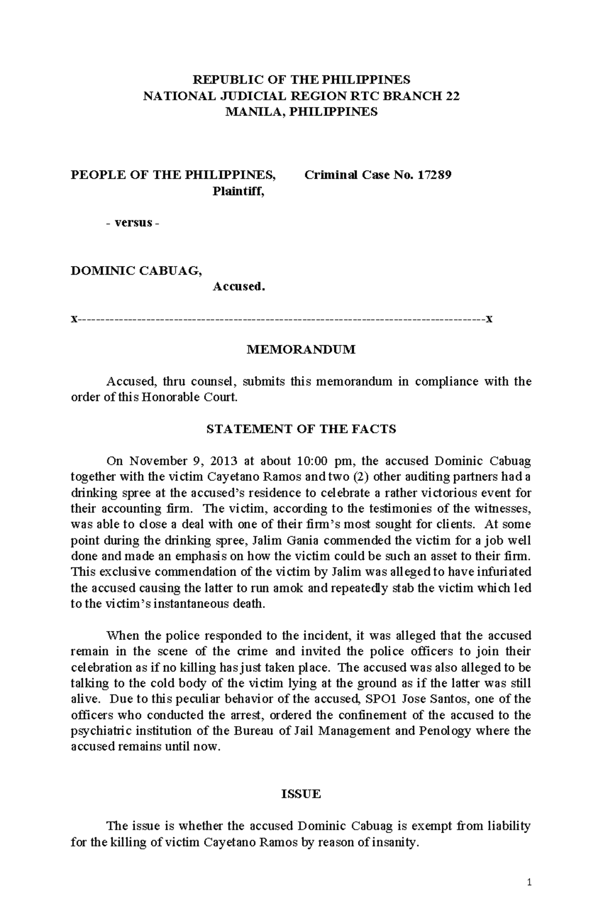 Pdfcookie - Legal memo - REPUBLIC OF THE PHILIPPINES NATIONAL JUDICIAL ...