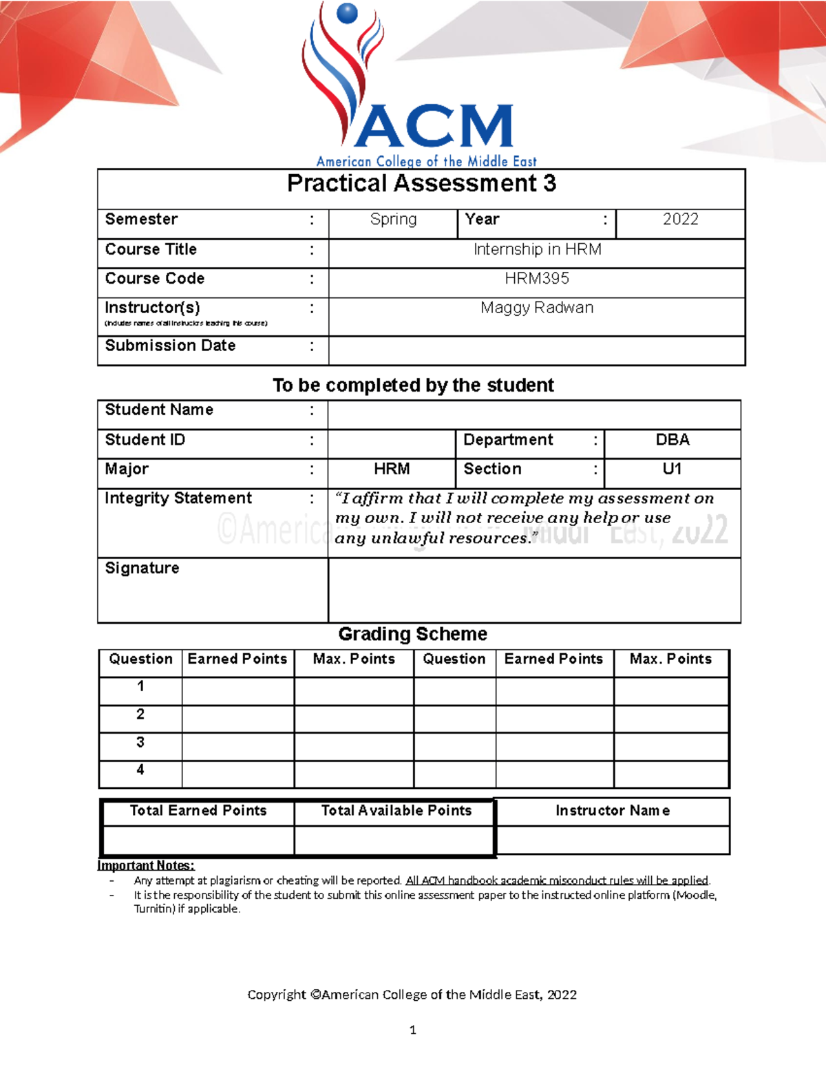 HRM395 U1 SP22 Practical Assessment 3 (2)-converted - Practical ...