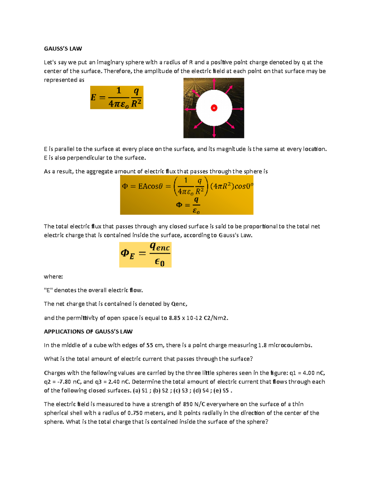 Gauss’S LAW - This lecture note explains what Gauss's Law is in Physics ...