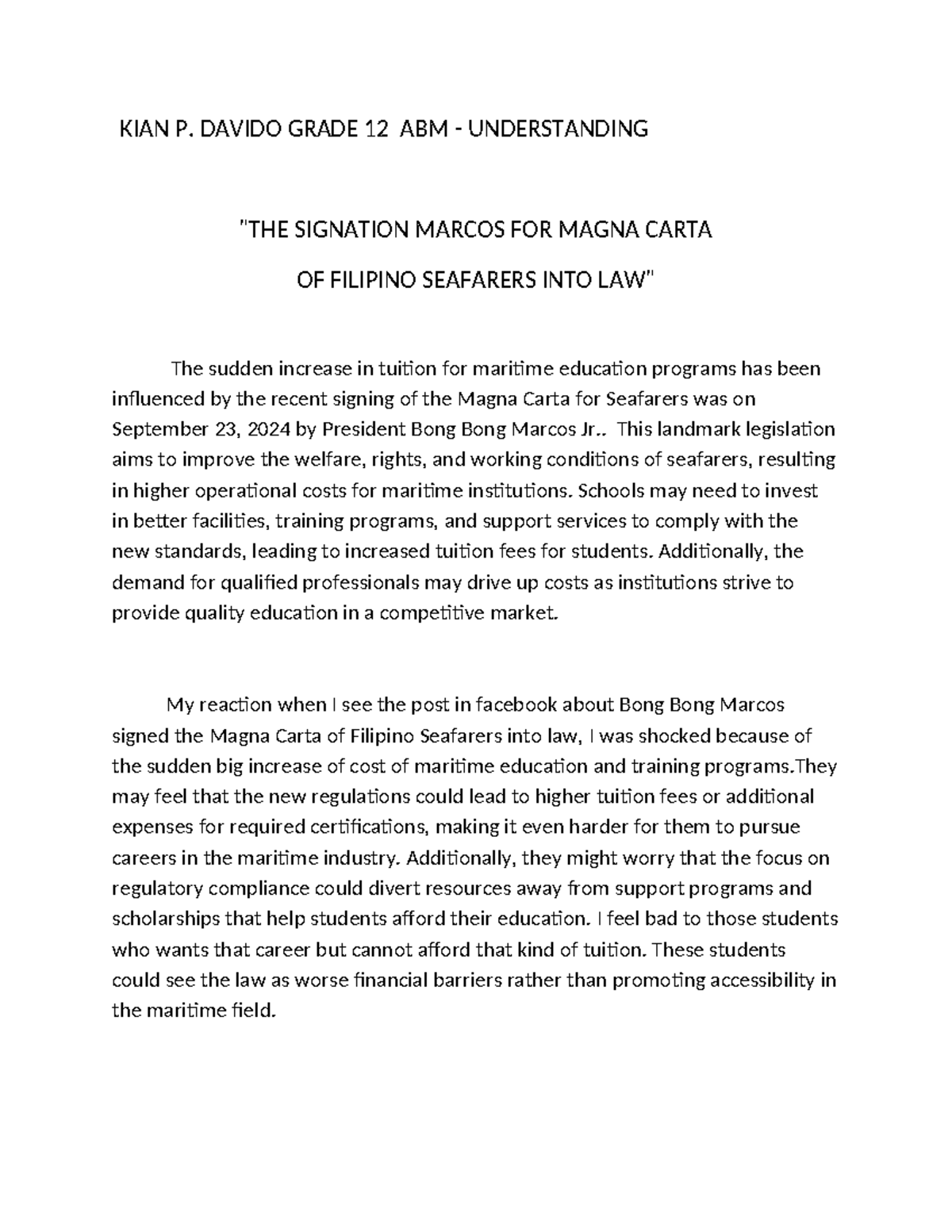 Davido Kian P. (doxc.) - KIAN P. DAVIDO GRADE 12 ABM - UNDERSTANDING ...