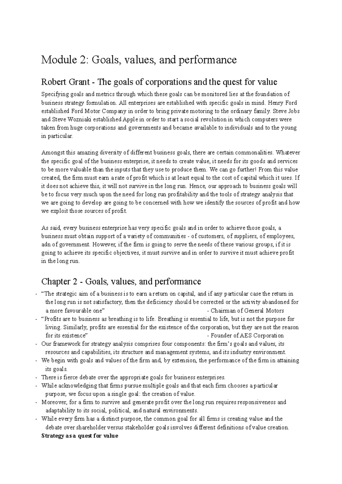 Module 2 Goals, values, and performance - Module 2: Goals, values, and ...