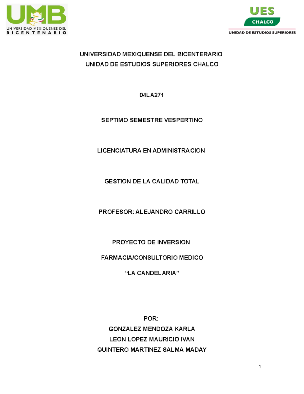 Consultorio Médico Def Primero - UNIVERSIDAD MEXIQUENSE DEL ...